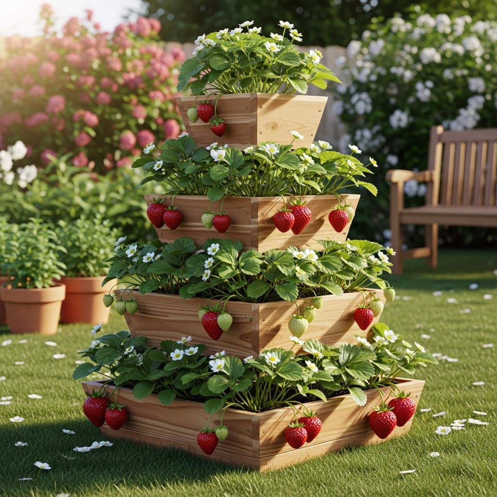 Tier Pyramid Strawberry Planter – Vertical Garden Bed – DIY Raised ...