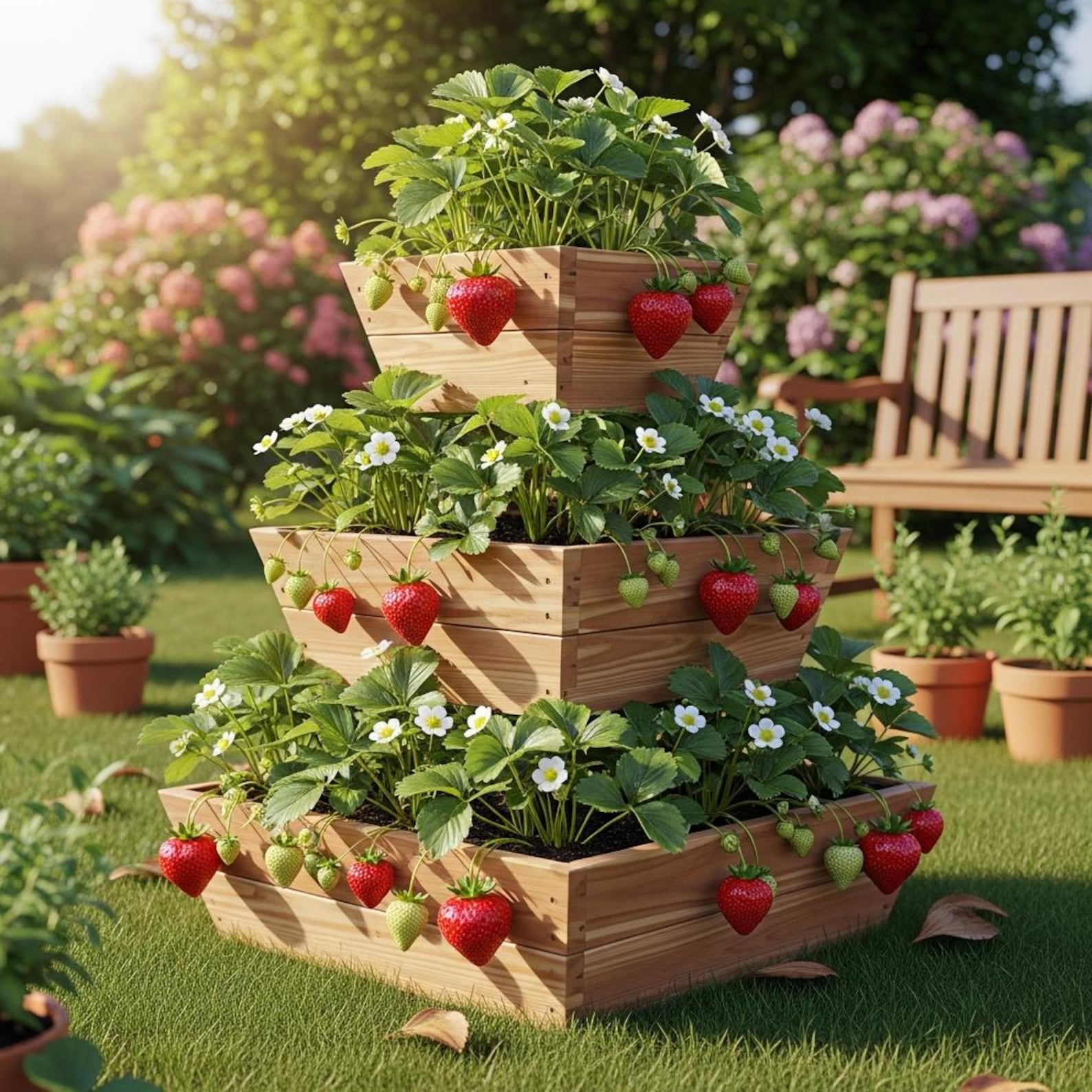 Tier Pyramid Strawberry Planter – Vertical Garden Bed – DIY Raised ...