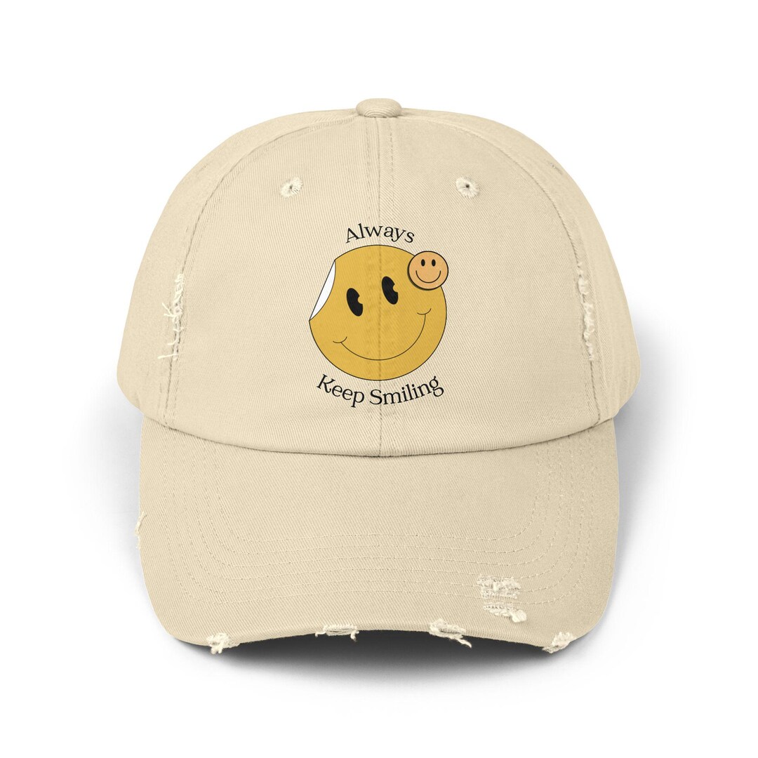 Always Keep Smiling Smiley Face Cap | Distressed Baseball Hat - Etsy