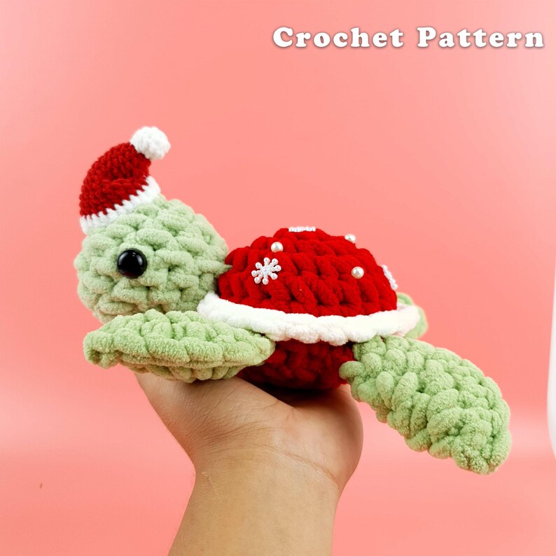 Christmas Sea Turtle Crochet Pattern PDF, Amigurumi Holiday Turtle ...