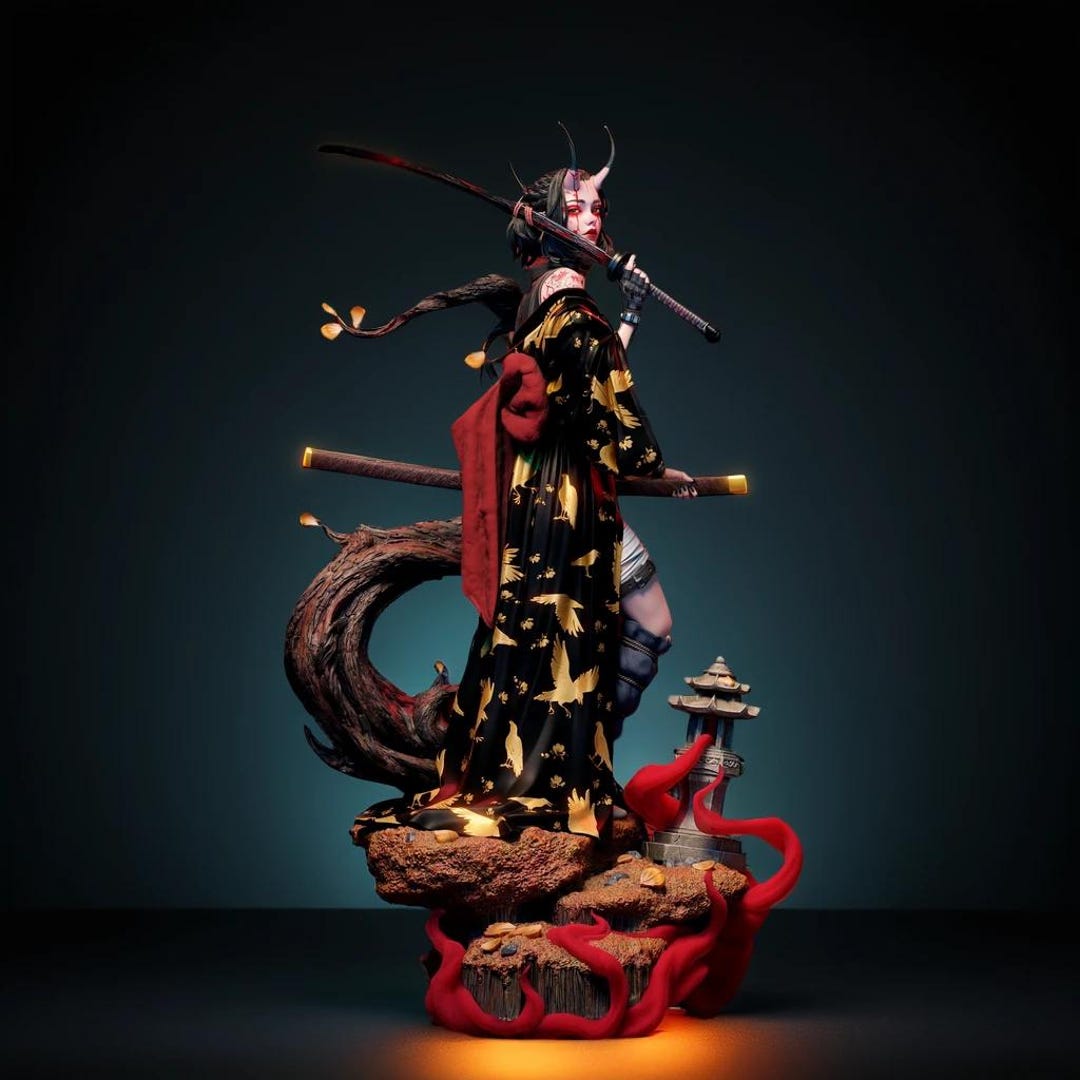 Oni Samurai – Mythology | Demon Warrior of Japan STL Statue | 3D Print ...
