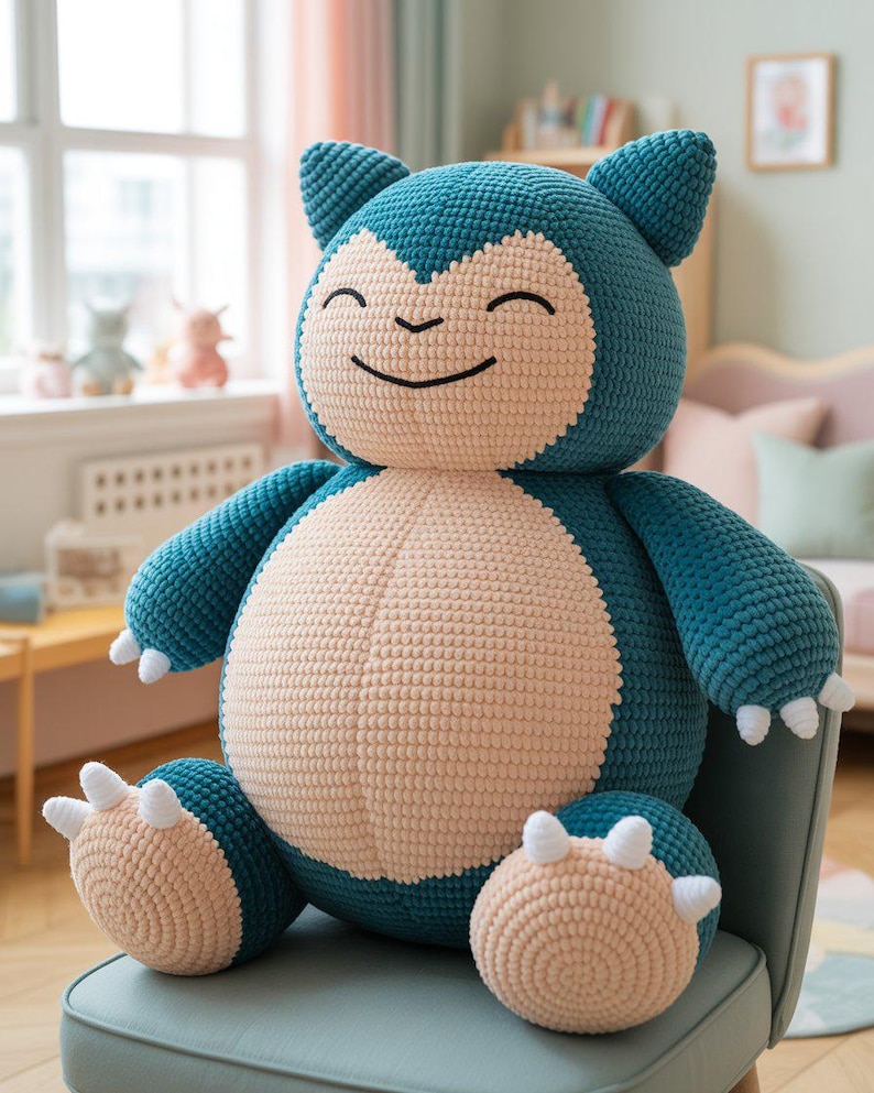 Pokemon Snorlax Häkelanleitung PDF, Großes Amigurumi Häkeln Plüschtier ...