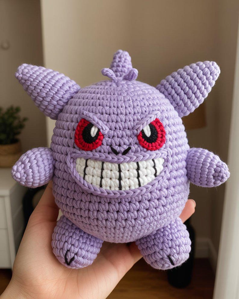 Cuddly Gengar Pokemon Crochet Pattern PDF, Cute Amigurumi Plushie, DIY ...