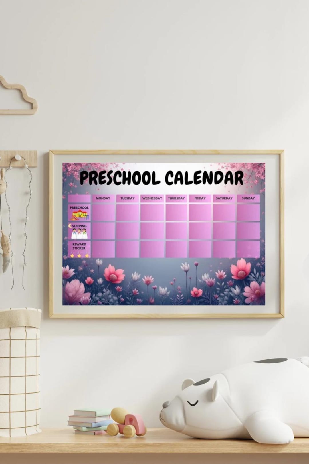 Preschool Weekly Calendar Printable for Girls | Toddler Routine Chart ...