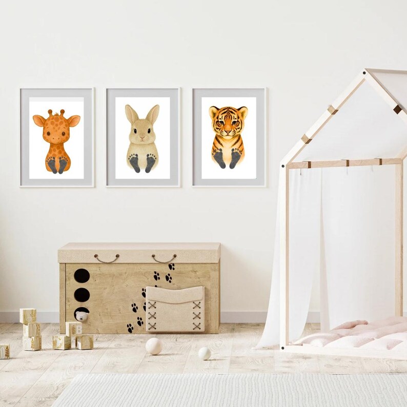 Giraffe Footprint Art for Babies • Digital Baby Memory Printable ...