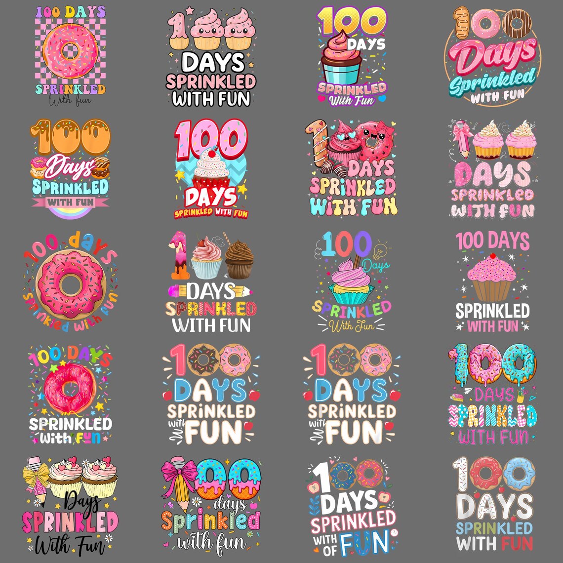 100 Days of School Girl Sprinkled With Fun Donut PNG – Donut 100th Day ...