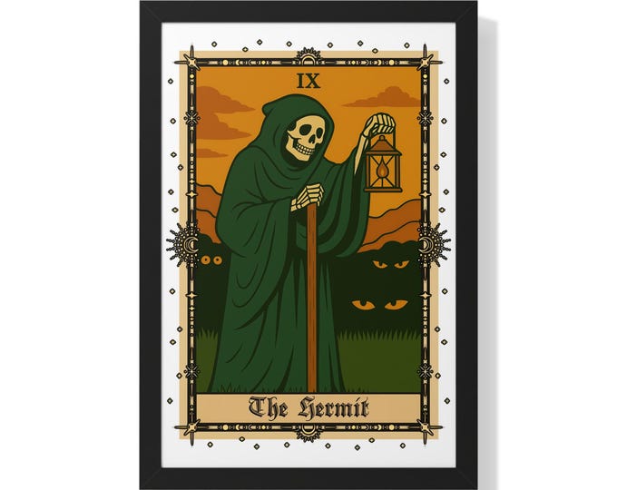 The Hermit Tarot Card Poster Grim Reaper Wall Art Gothic Home Decor ...