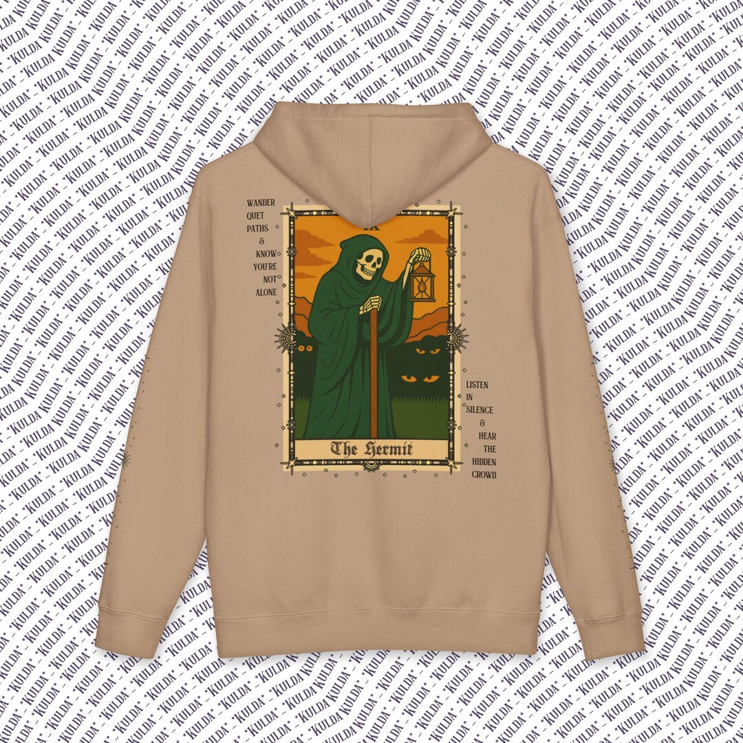 The Hermit Tarot Card Hooded Sweatshirt I Unique Graphic for Creatives ...
