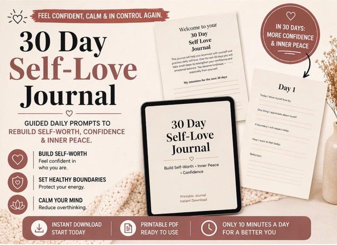 30 Day Self Love Journal Printable PDF | Build Confidence, Set ...