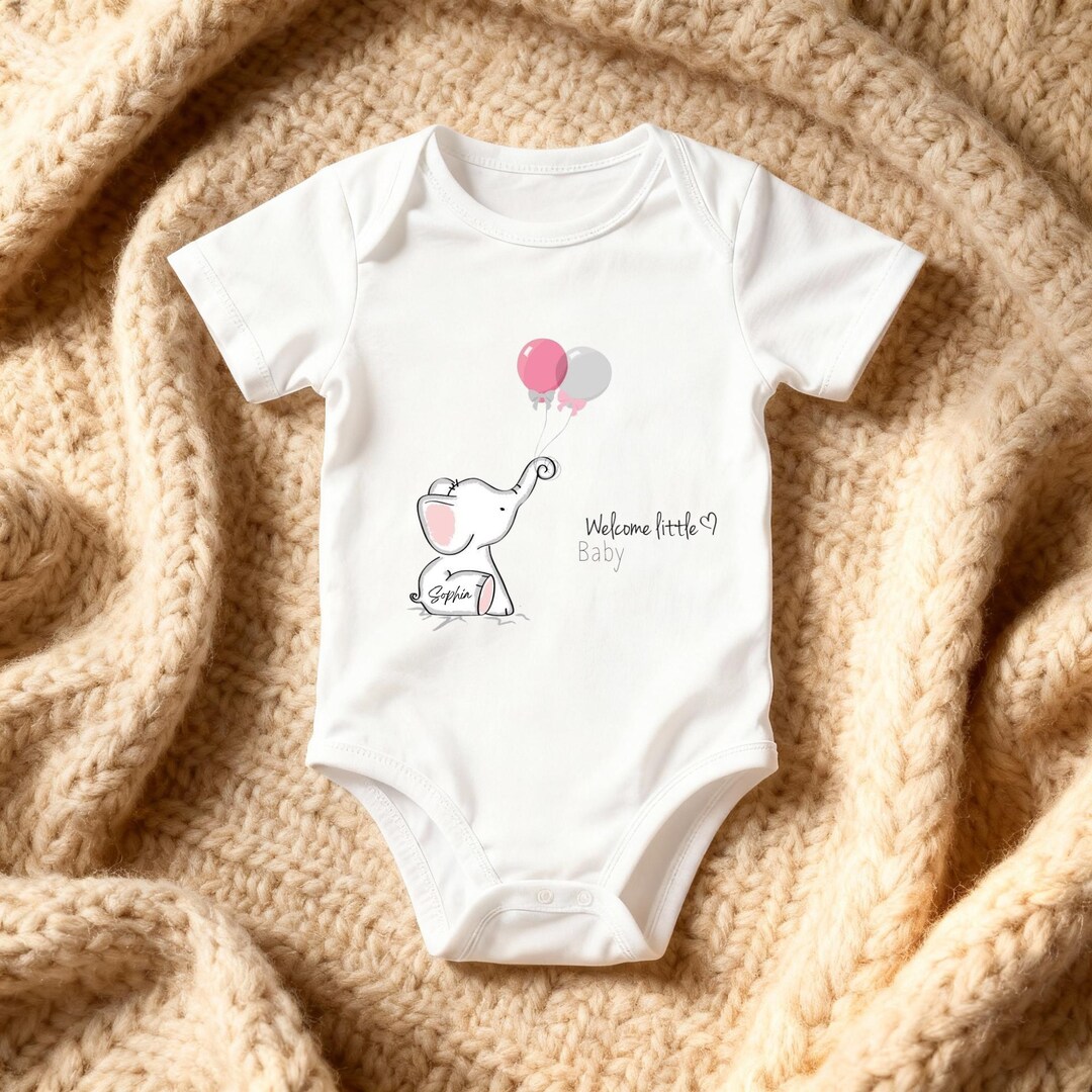 Personalized Baby Elephant Onesie Welcome Little Baby Custom Name ...