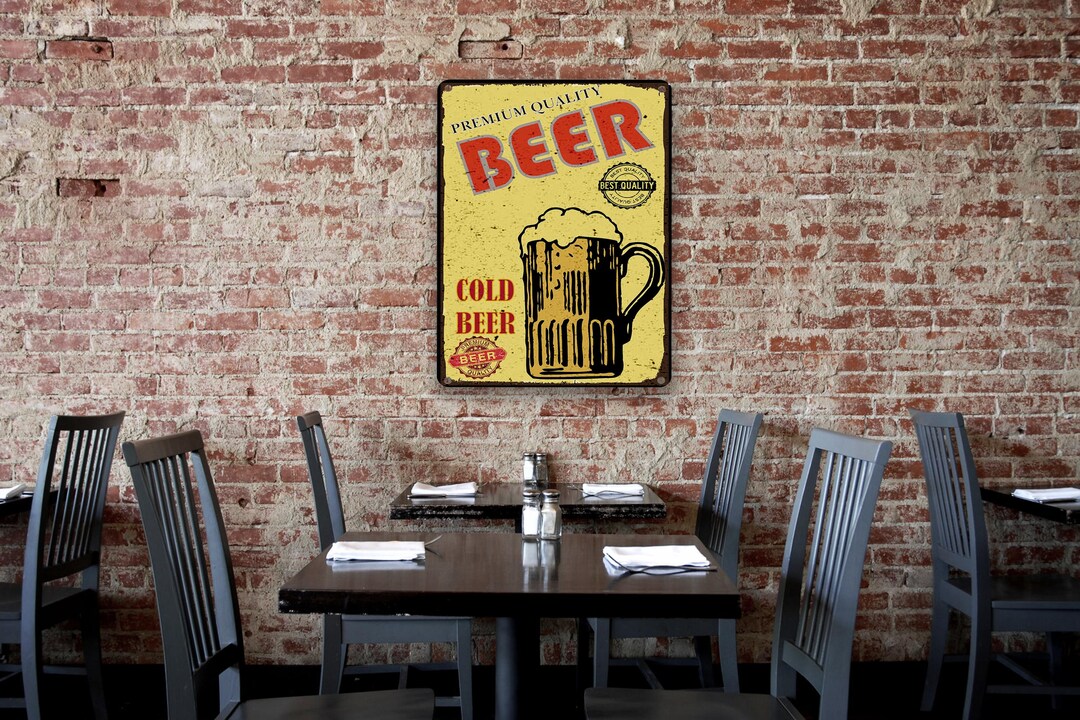Vintage Cold Beer Metal Sign, Retro Bar Wall Decor - Etsy