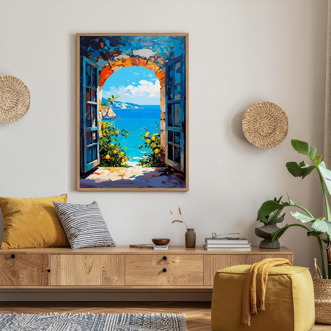 Mediterranean Doorway View Printable Art, Coastal Wall Decor, Modern ...