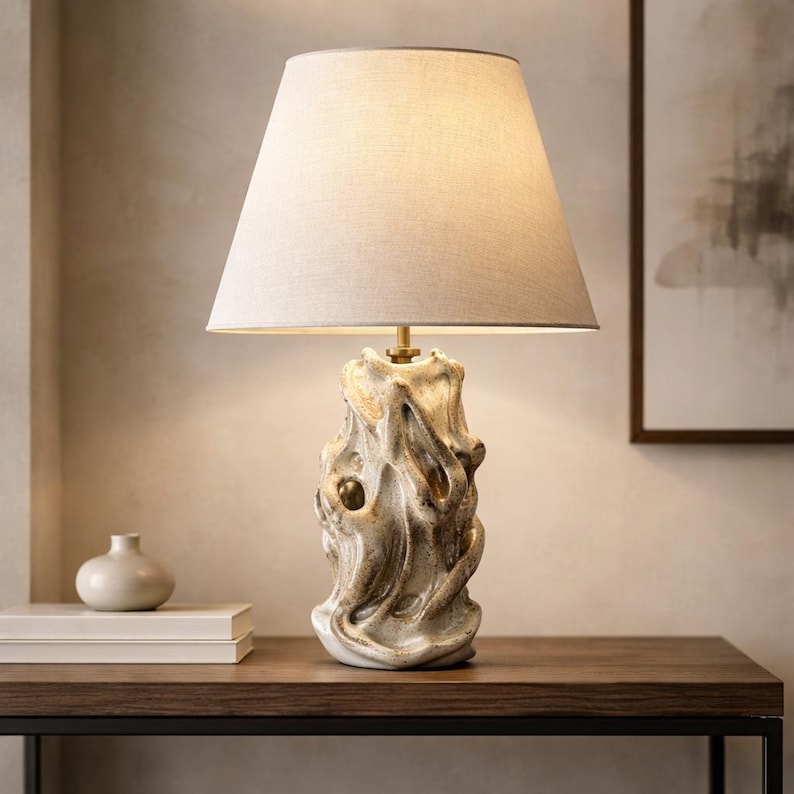 Handmade Ceramic Sculptural Lamp: Organic Wabi Sabi Bedside Lighting - Etsy