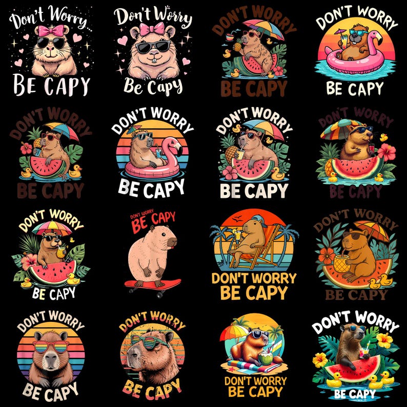No te preocupes, sé capibara PNG, lindo diseño de meme de capibara ...