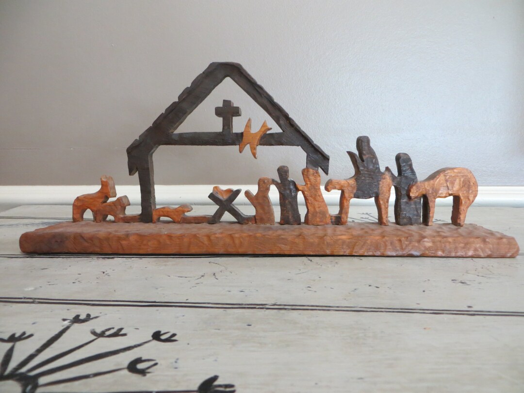 Hand Carved Nativity Scene Christmas Nativity Holiday Decor - Etsy