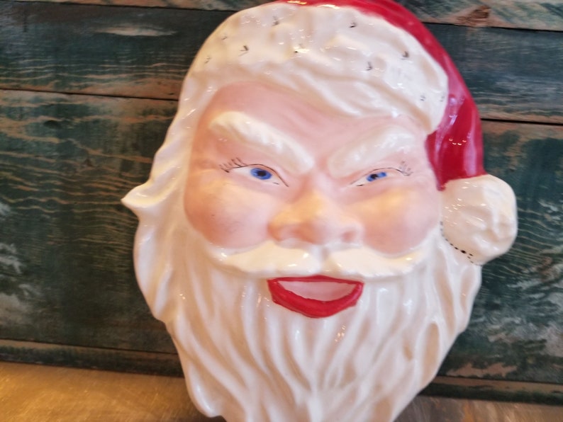 Large 1956 Ceramic Santa Face Wall Hanger Vintage Santa Claus - Etsy