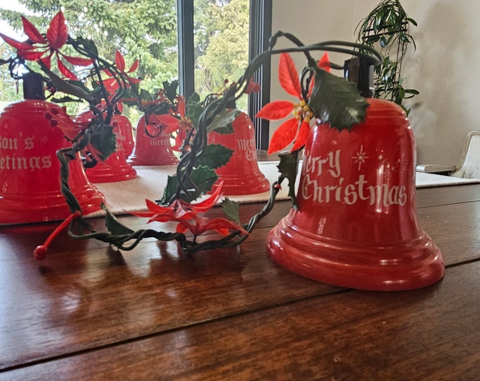 Vintage Outdoor Indoor Holly Garland Bell Set With Blinking Lights Lite ...