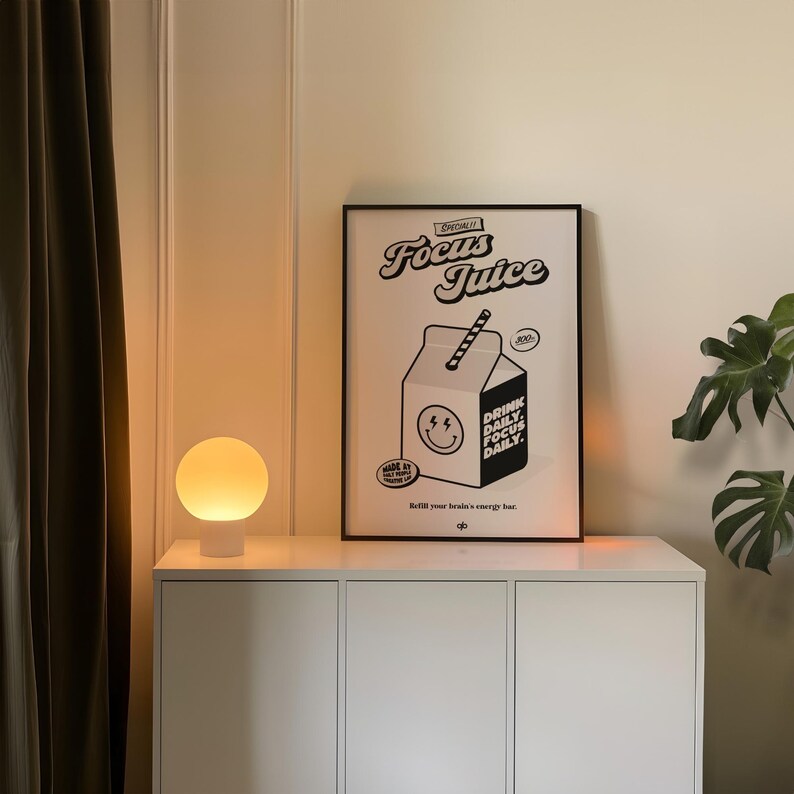 Focus Juice Retro Poster | Motivational Office Wall Art, Cubicle Decor ...