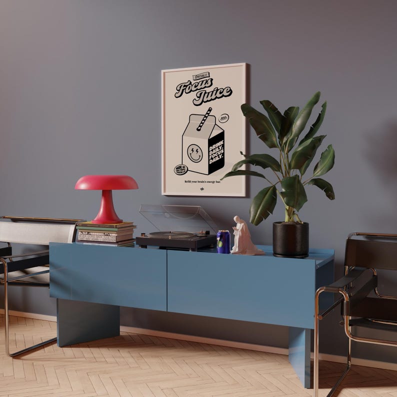 Focus Juice Retro Poster | Motivational Office Wall Art, Cubicle Decor ...