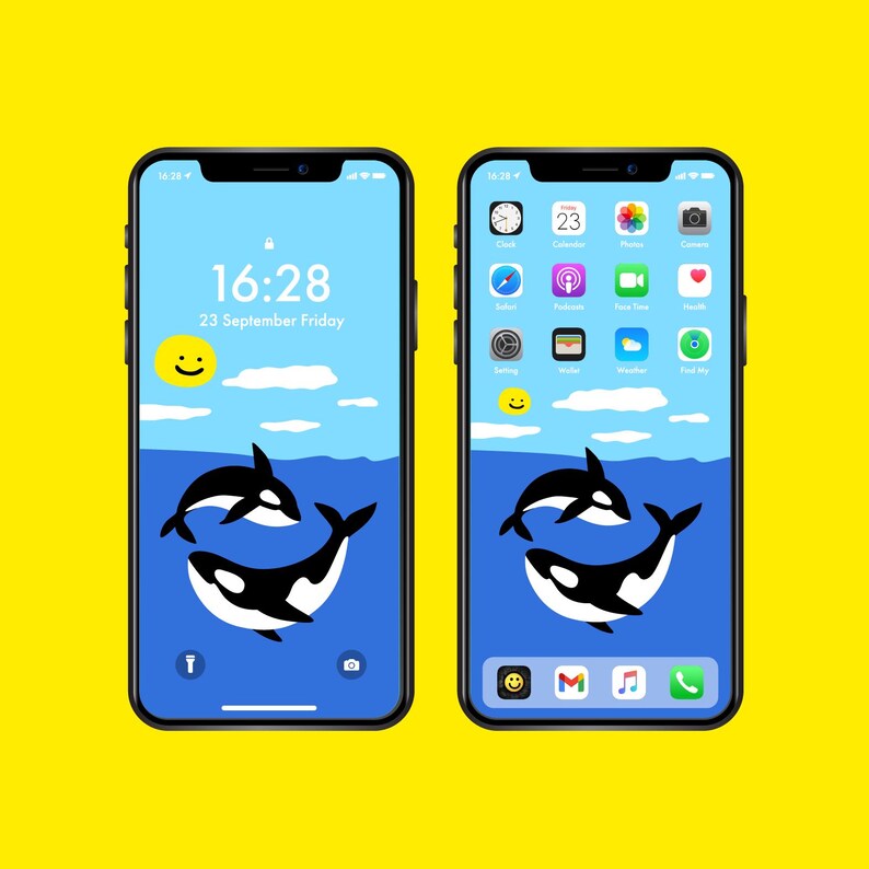 Killer Whale iPhone Wallpaper | Blue Ocean Lock Screen | Kawaii Phone ...