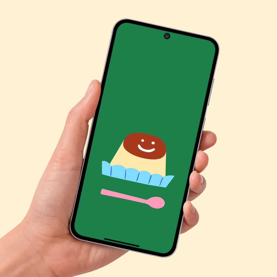 Pudding Wallpaper | Happy Kawaii Dessert Lock Screen | Minimal ...