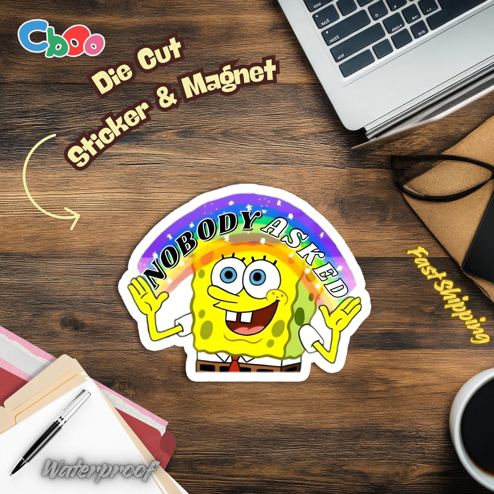 Spongebob Nobody Asked Sticker, Funny Meme Laptop Decal - Etsy