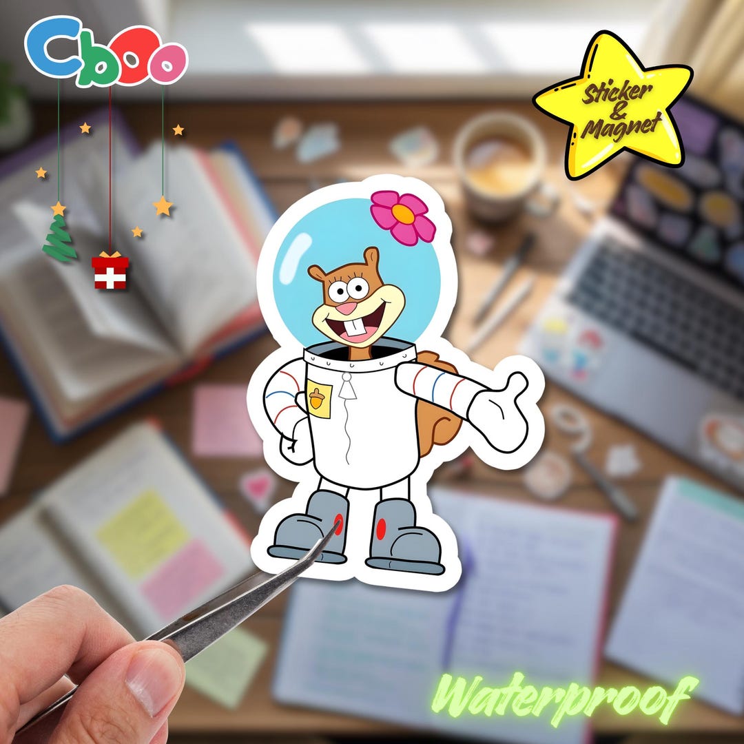 Sandy Cheeks Astronaut Waterproof Sticker, Spongebob Vinyl Decal - Etsy