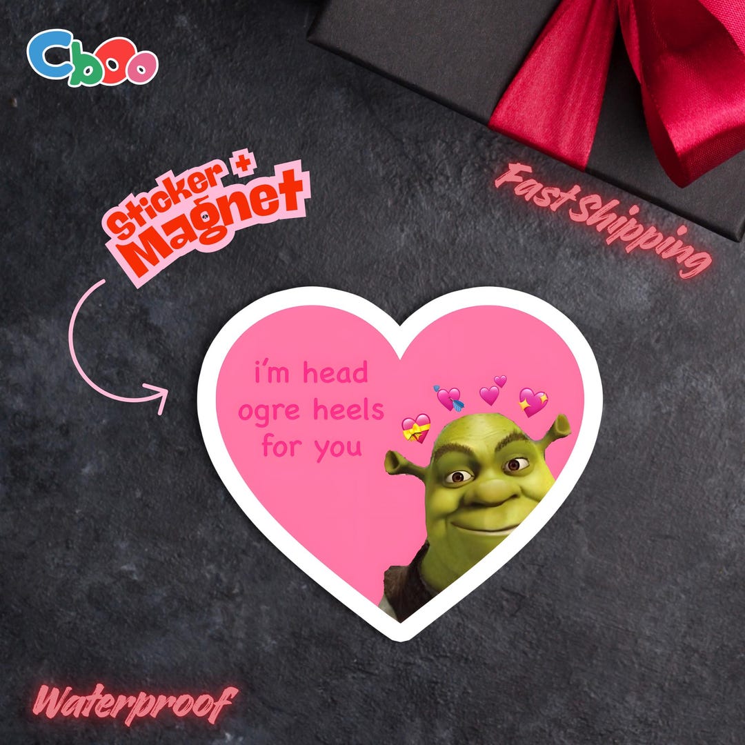Funny Shrek Valentine Heart Sticker Magnet, Waterproof Laptop Decal - Etsy