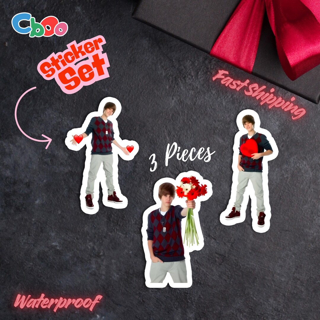 Justin Bieber Sticker Set, 2010s Nostalgia Decals, Waterproof Stickers ...