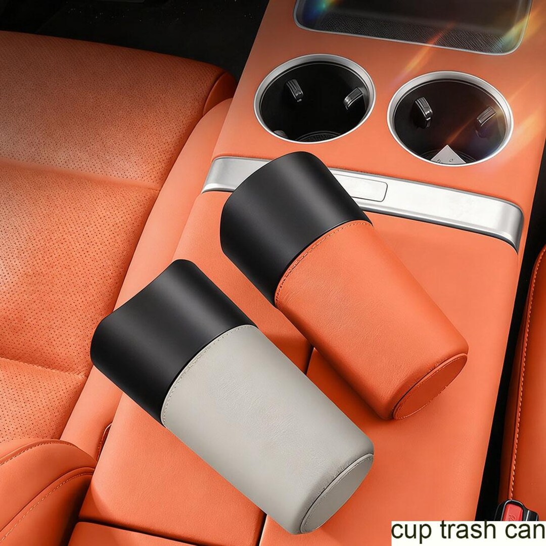 Elegant Leakproof Car Trash Can,cup Holder Storage Box Car Interior ...