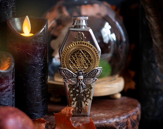 Coffin Flask, Deaths Head Moth Flask, Vampire Flask, Gothic Coffin ...