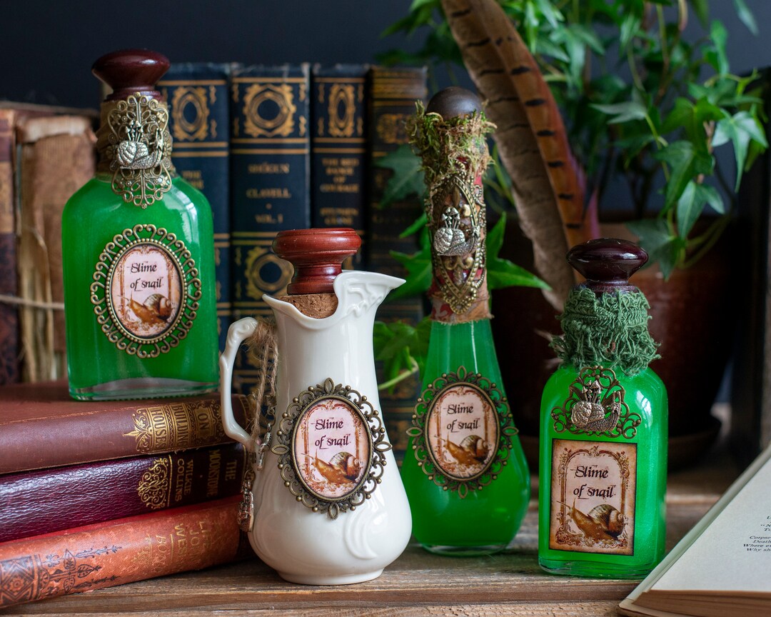 Large Slime of Snail Potion Bottle, Swamp Witch Potions, Halloween Decor, Wizard Potion Bottle ...