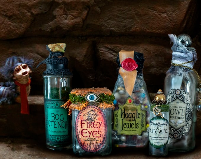 Labyrinth Inspired Potion Bottles, Goblin Art, Altered Bottle ...