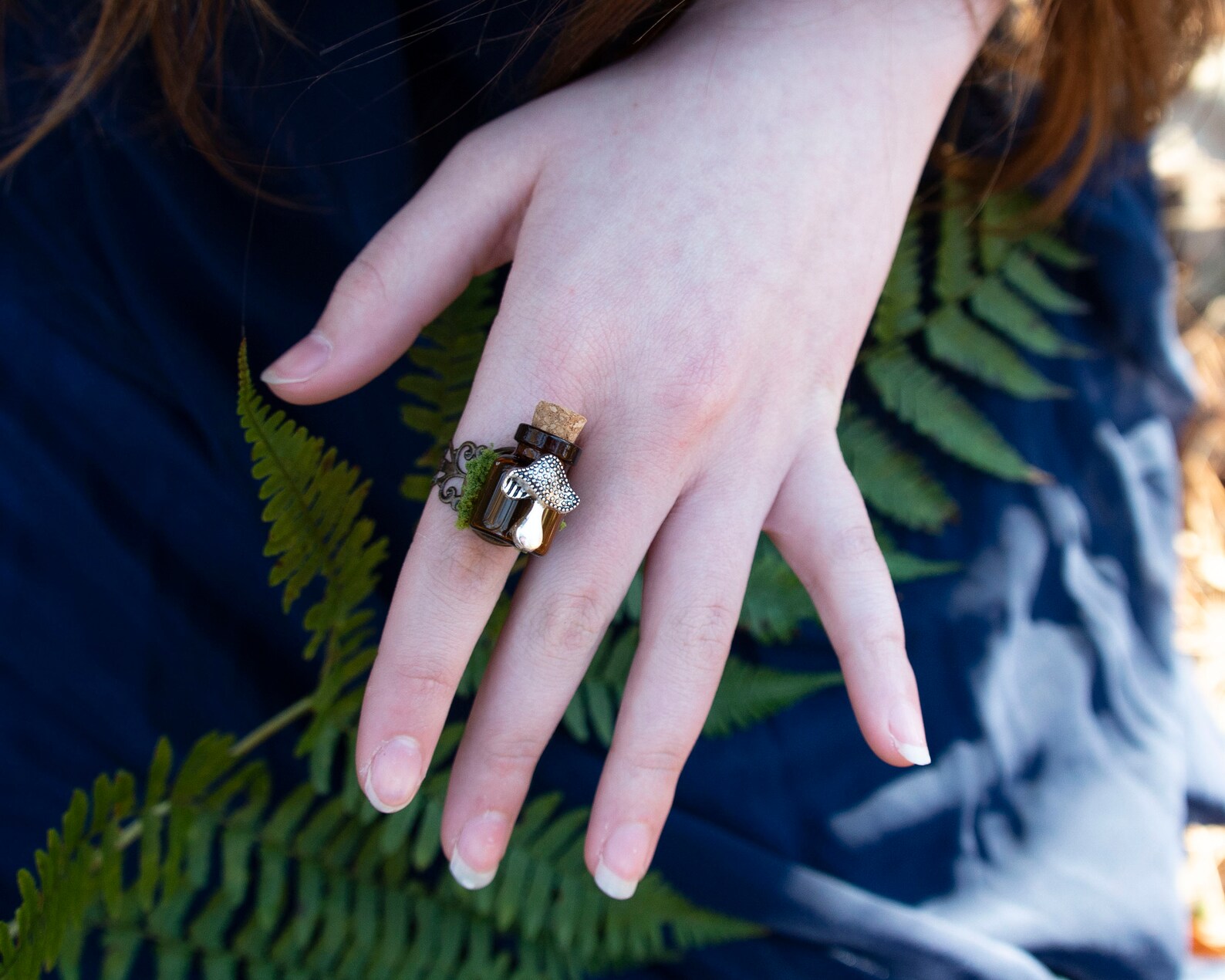 Mushroom Potion Bottle Ring Moss and Mushroom Ring Fairycore - Etsy
