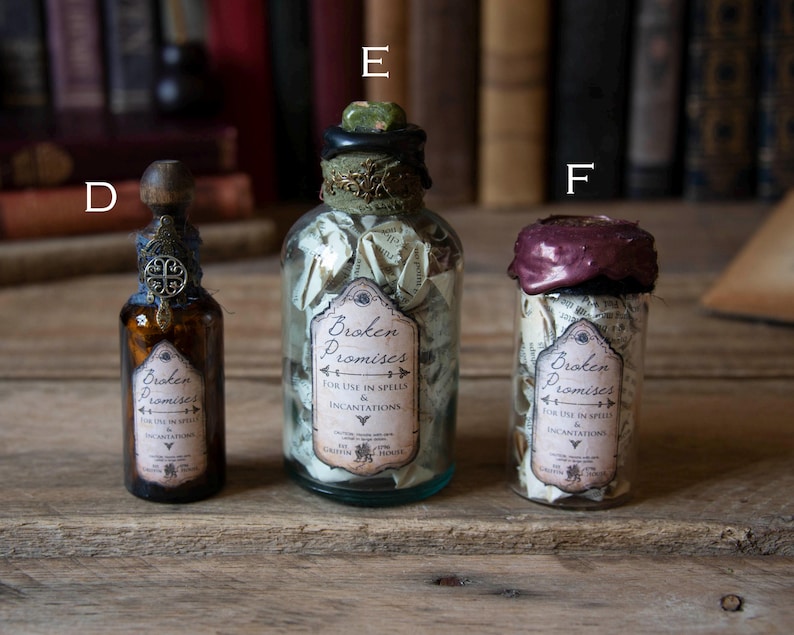 Broken Promises Potion Bottle: Gothic Book Page Art for a Curiosity ...