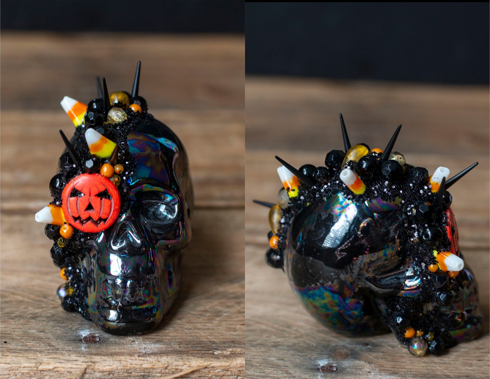 Spiked Skull Sculpture Crystal Skull Purple Skull Black - Etsy