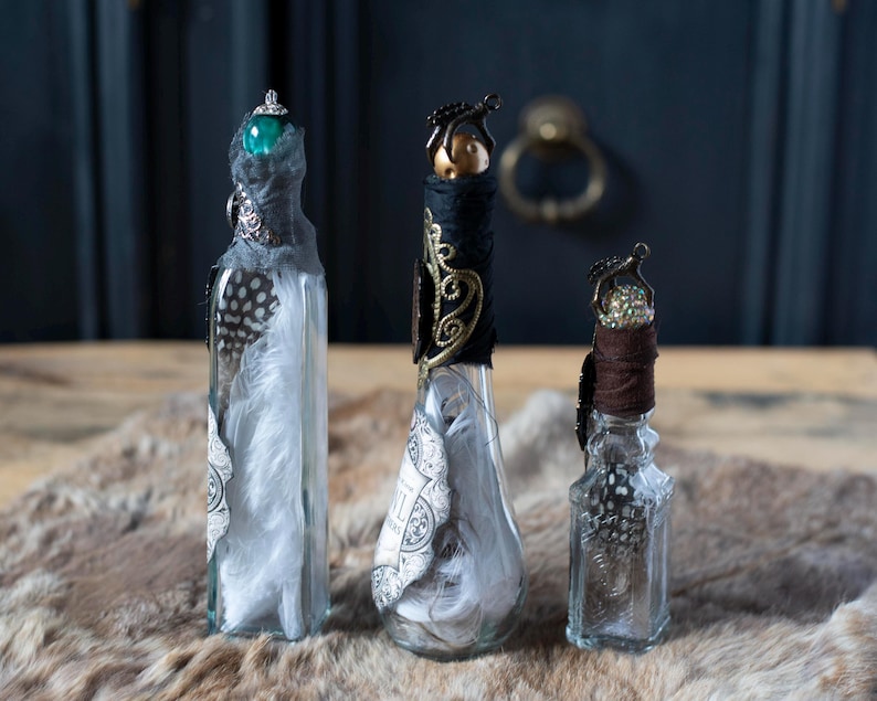 Labyrinth Inspired Potion Bottles, Owl Feather Goblin Art, Halloween ...