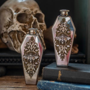 Coffin Flask, Deaths Head Moth Flask, Vampire Flask, Gothic Coffin ...