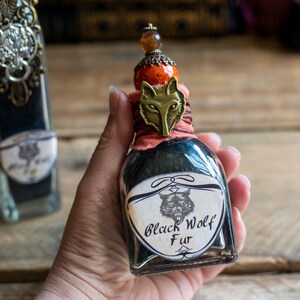 Black Wolf Fur Potion Bottle, Faux Taxidermy, Home Altar Decor ...