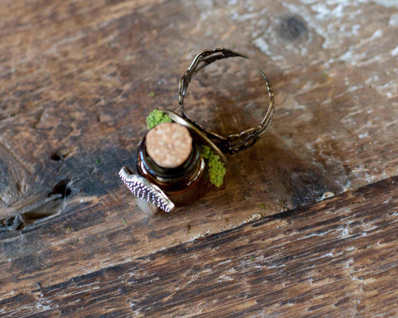 Mushroom Potion Bottle Ring Moss and Mushroom Ring Fairycore - Etsy
