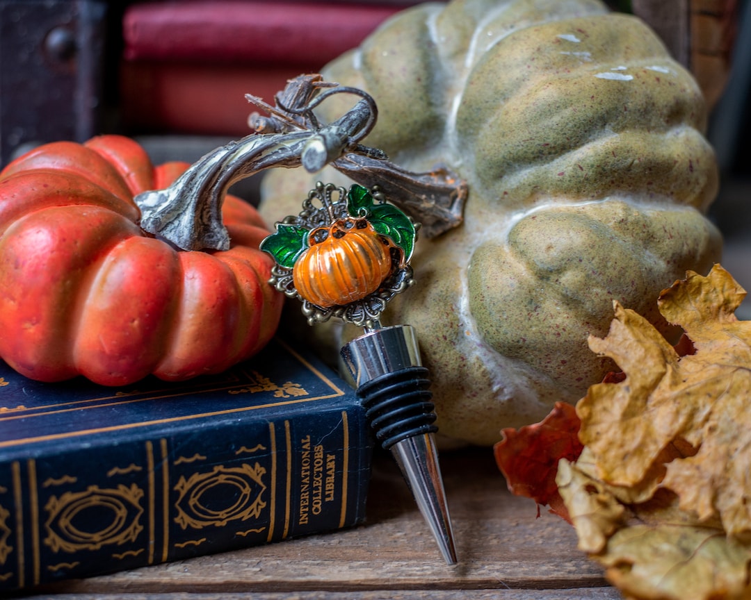 Vintage Pumpkin Wine Stopper, Pumpkin Wine Cork, Fall Barware, Pumpkin ...