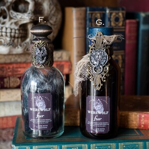 Werewolf Fur Halloween Potion Bottles With Black Label, Halloween Decor ...