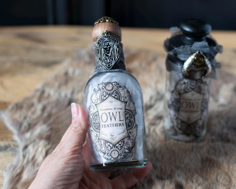 Labyrinth Inspired Potion Bottles, Owl Feather Goblin Art, Halloween ...