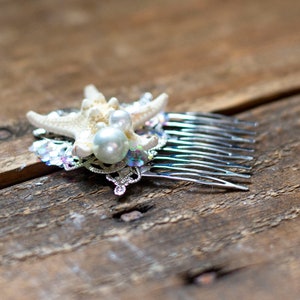 Magical Mermaid Shell Hair Comb With Pearls and Starfish, Mermaid ...