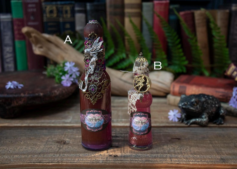 Fairy Wine Potion Bottle: Cottagecore Shelf Decor, Fantasy Prop, Fairy ...
