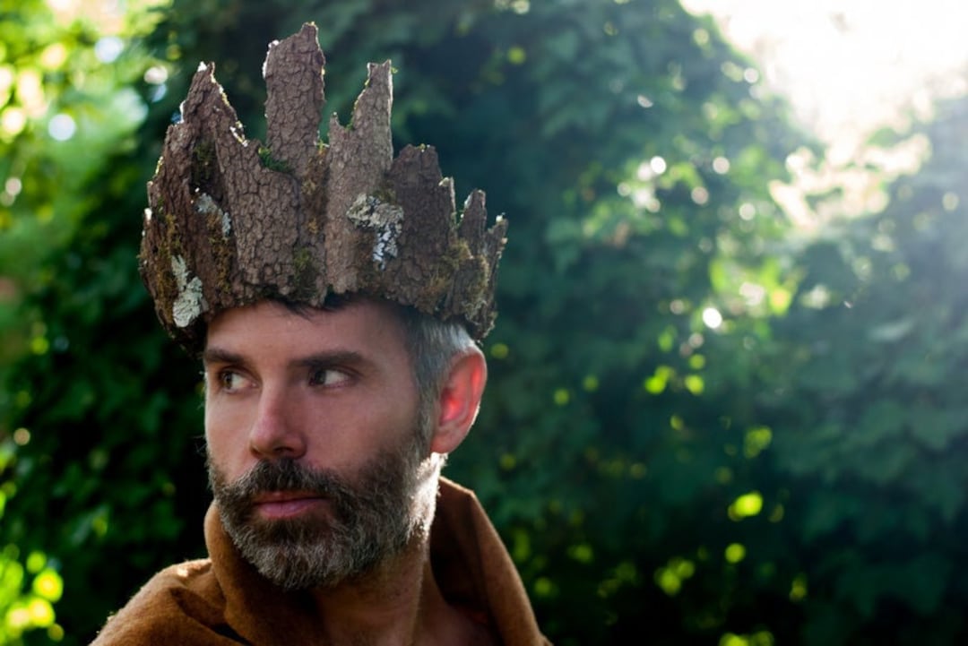 Woodland Wedding Crown for Men, Bark & Moss Elf King Costume - Etsy
