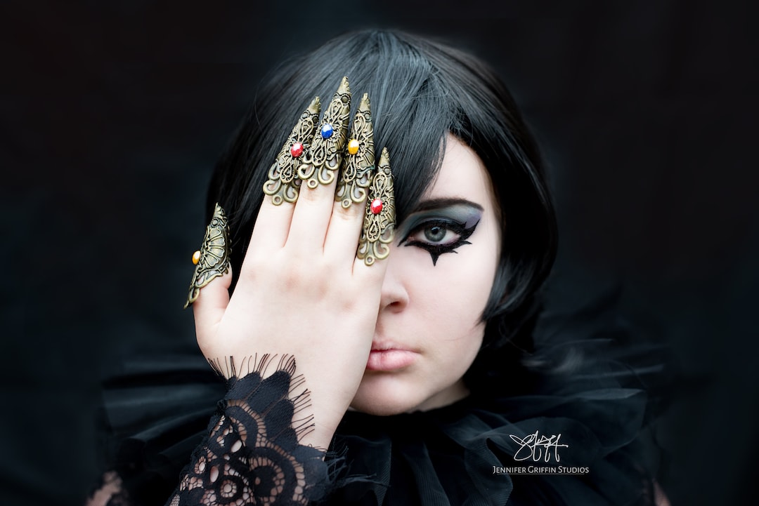 Set of Rainbow Nail Claws, Finger Claws, Metal Claws, Claw Glove, Elven ...