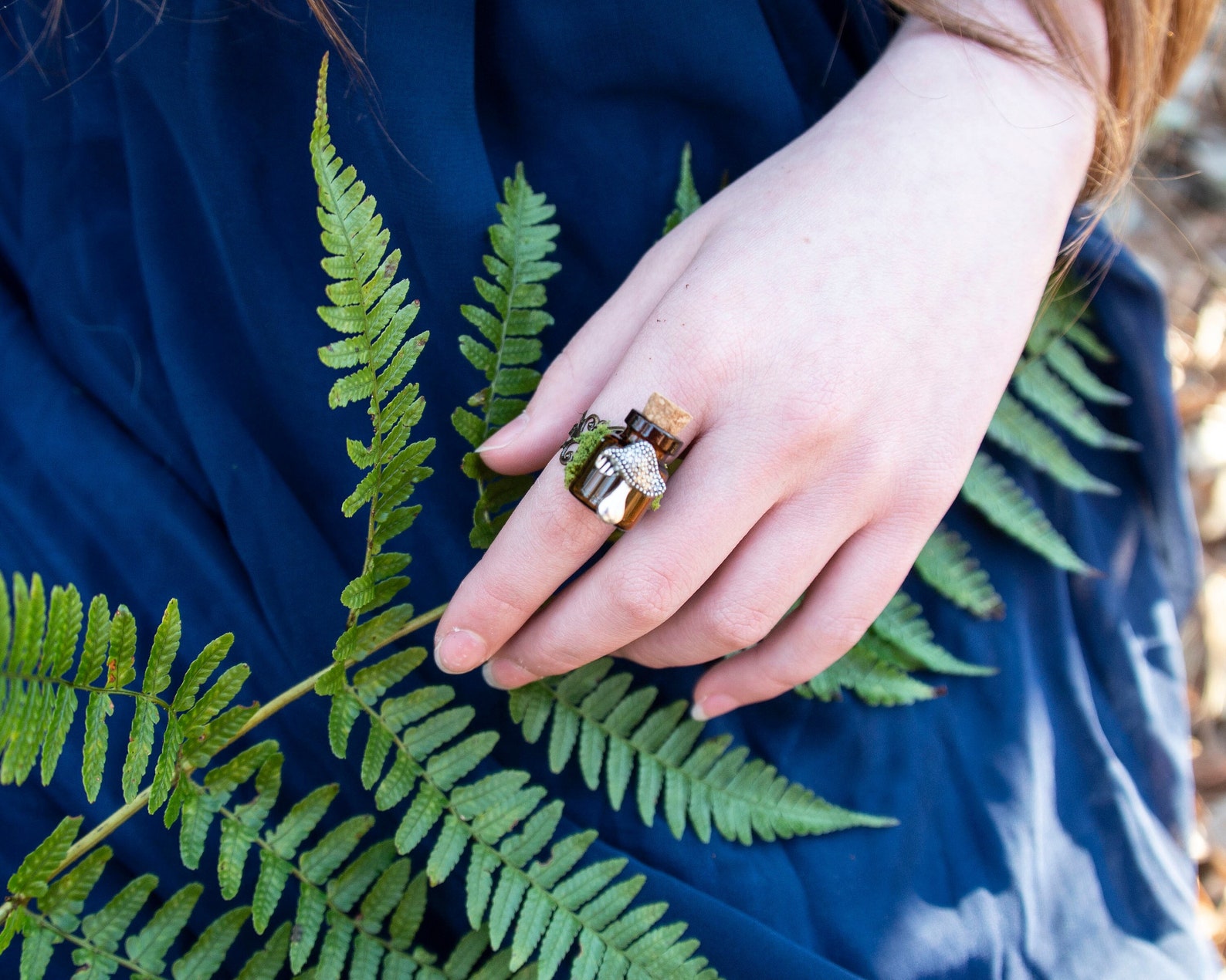 Mushroom Potion Bottle Ring Moss and Mushroom Ring Fairycore - Etsy