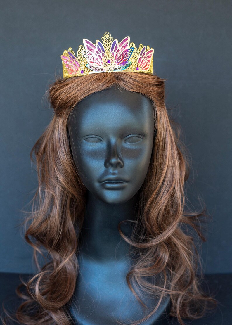 Gold Fairy Crown: Rainbow Wing Tiara, Purple Rhinestone, Fantasy ...