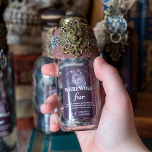 Werewolf Fur Halloween Potion Bottles With Black Label, Halloween Decor ...